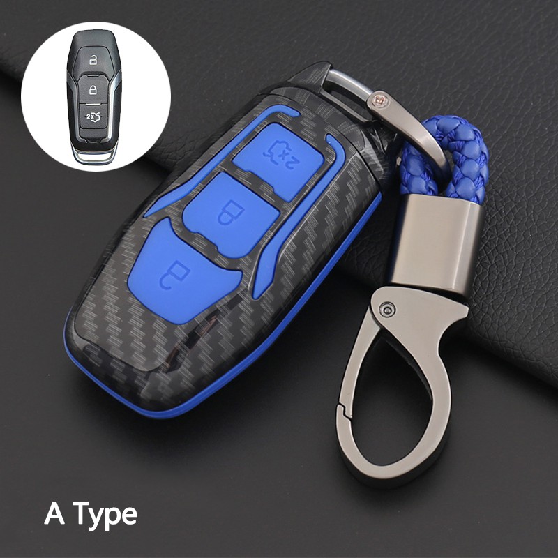 GTIOATO For Ford Key Cover Case Carbon Fiber Car Key Holder For Ford ...