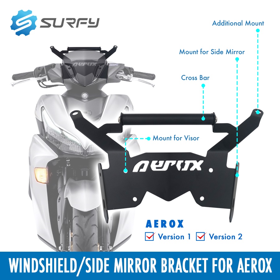 Aerox V1 And V2 Windshield And Side Mirror Bracket Heavy Duty | Shopee ...