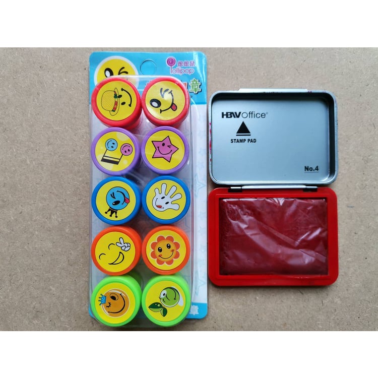 10pcs/Set Round Emoticons Stamp with Stamp pad | Shopee Philippines