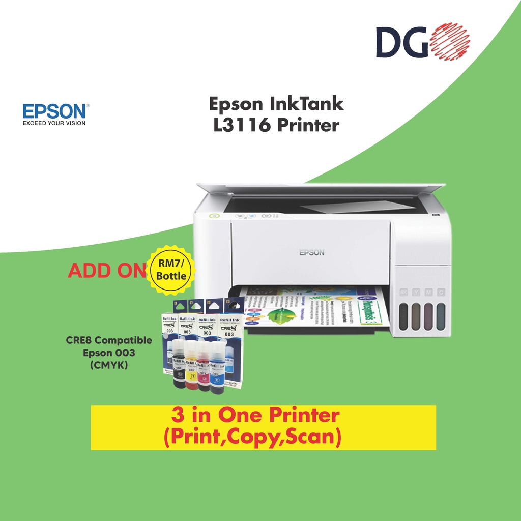 EcoTank L3116 Multifunction InkTank Printer (Print, Copy, Scan ...
