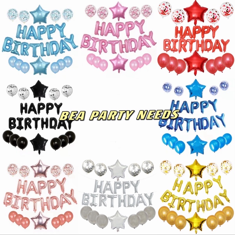 25pcs HBD foil balloon w/confetti set birthday partyneeds decorations ...