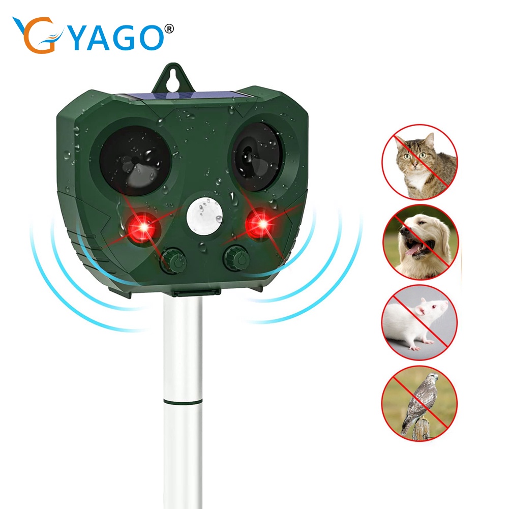 IP66 Ultrasonic Solar Bird Repeller Insect Pest Snake Cat Dog Fox ...