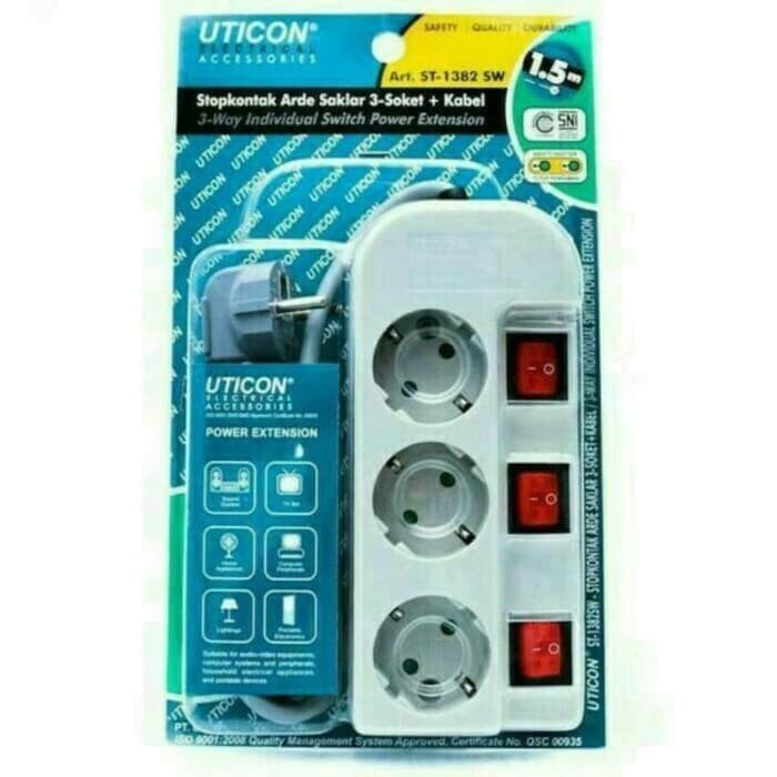 Ground socket with 3 sockets each switch + uticon st1382sw cable ...