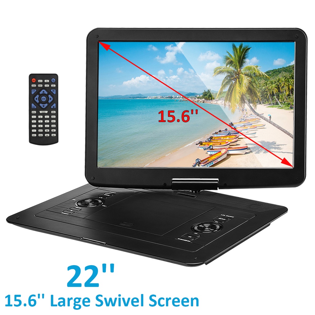 12V 15.6Inches Mini Portable DVD Player HD TV VCD CD 270 Degree ...