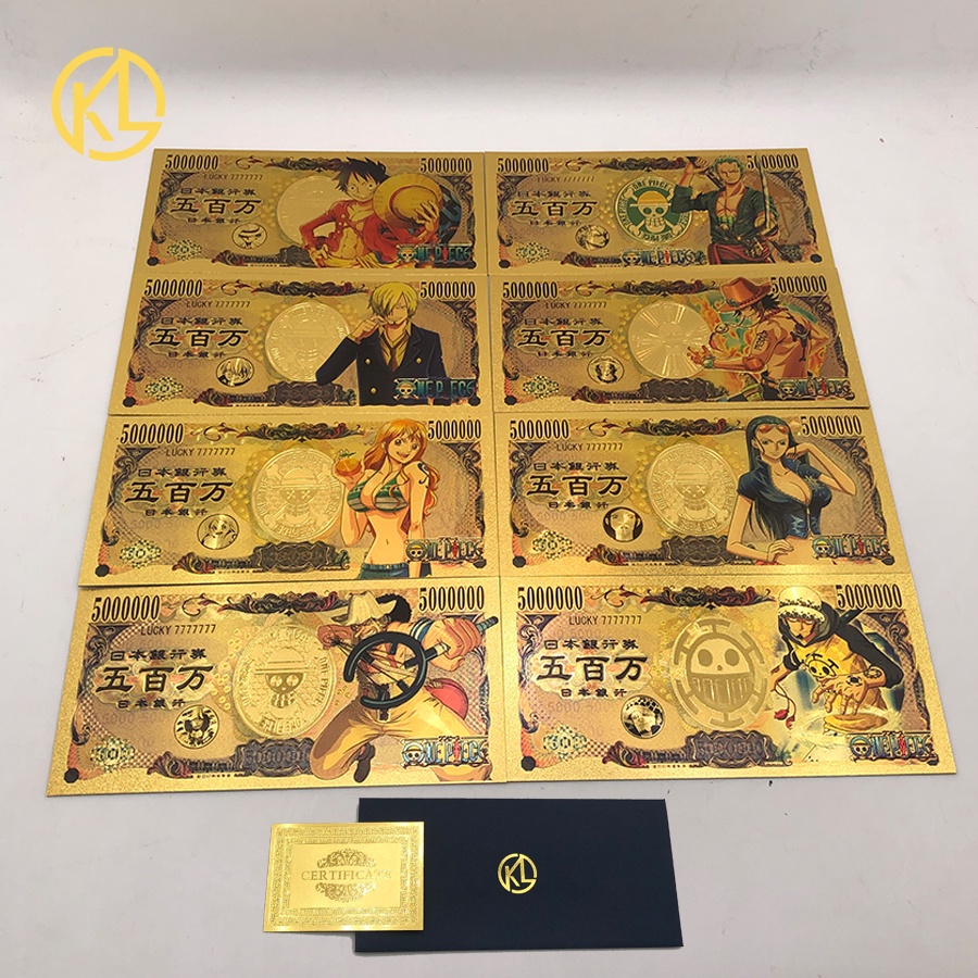 10 types Japanese Anime classic ONE PIECE Cartoon Gold Banknote For ...
