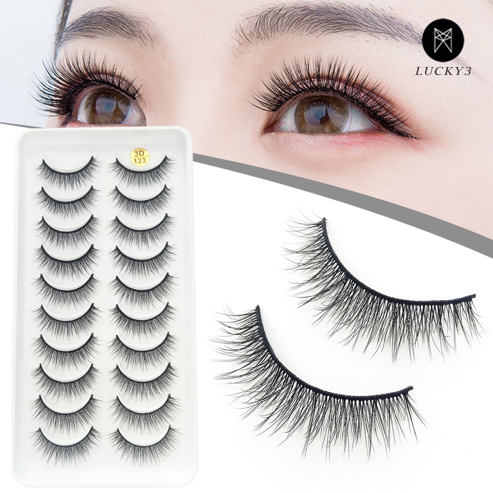 10Pairs False Eyelash Natural 3D Fluffy Eyelash Extensions Soft Wispy ...