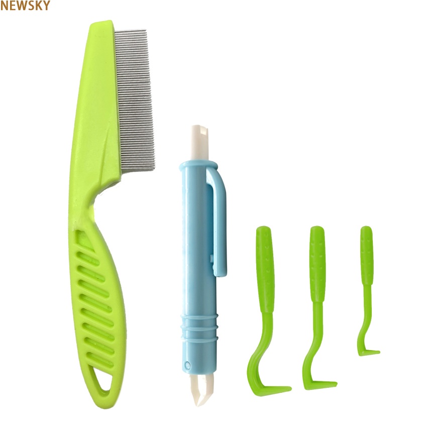 【Domestic】Tick Remover Set for Dogs & Cats - 3 Hooks, Tweezers, Flea ...