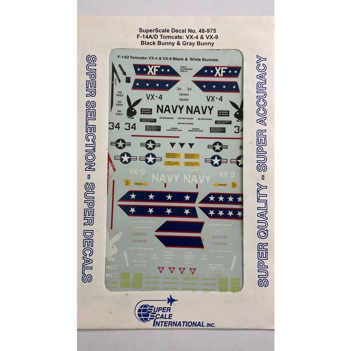 SUPERSCALE DECAL 48-975 F-14A/D Tomcat VX-4 & VX-9 Black & White ...