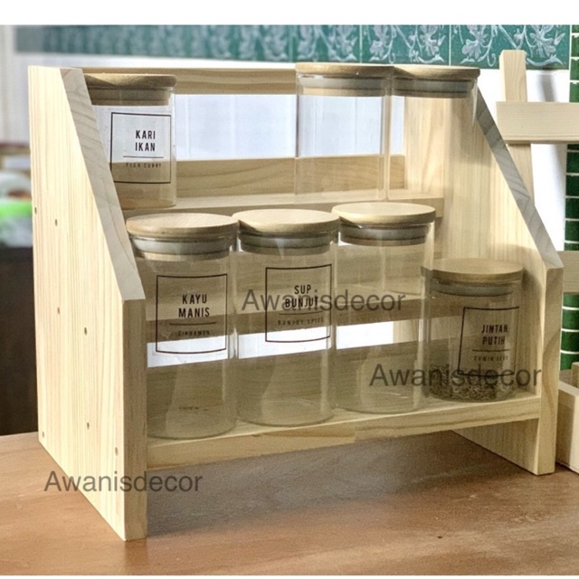 Rak Rempah Kayu 4 tingkat / 4 Tier Wooden Spice Rack / Wood Rack Spice ...