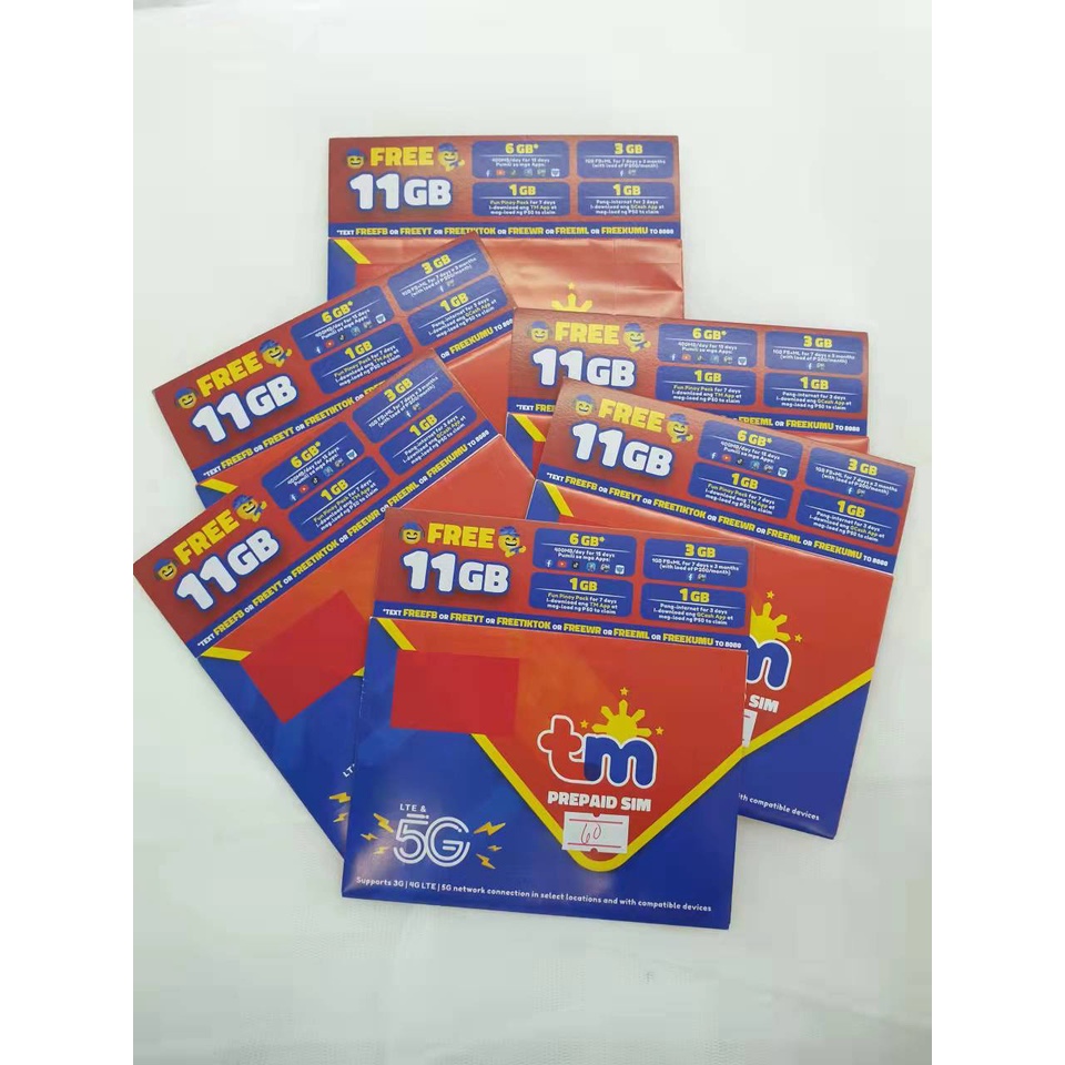 5G LTE Sim Card Tri-Cut Prepaid Sim Card Dito Sim , Globe , TNT , Smart ...