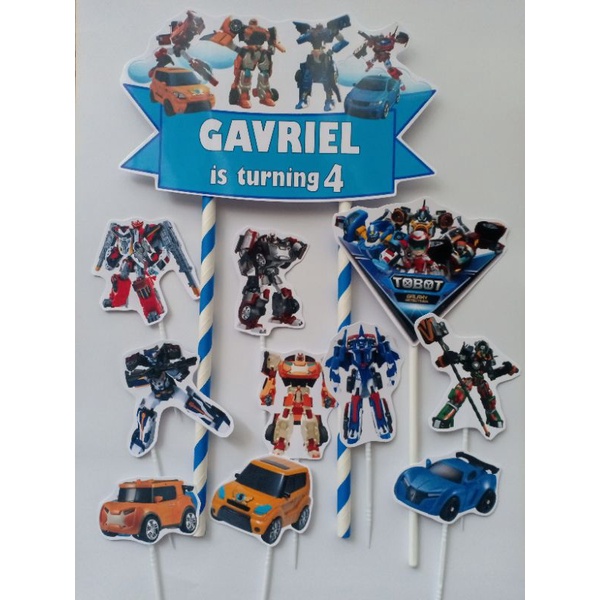 Cake TOPPER - BIRTHDAY CAKE DECORATION TOBOT IMAGES CAN CUSTOM NAME ...