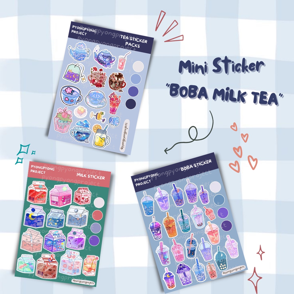 Sticker Sheet Boba Milk Tea Diary Planer Journal Decoration Scrapbook ...