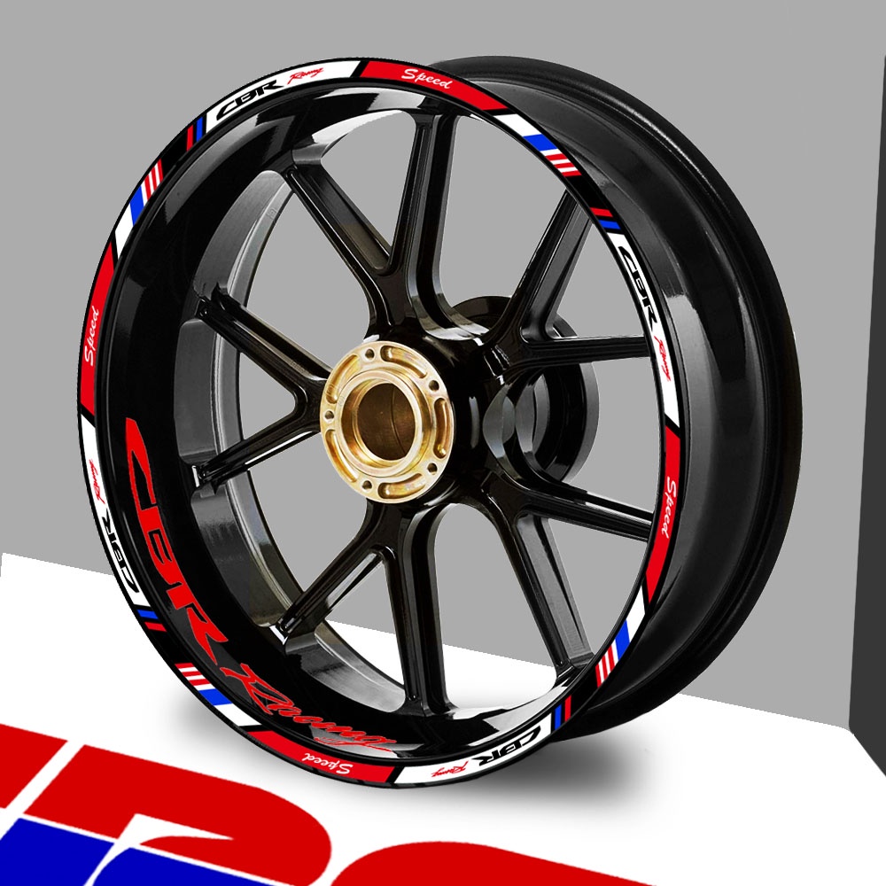 Honda CBR Moto Bike Wheel Stickers 17" HRC Rim Decals Reflective Hub ...