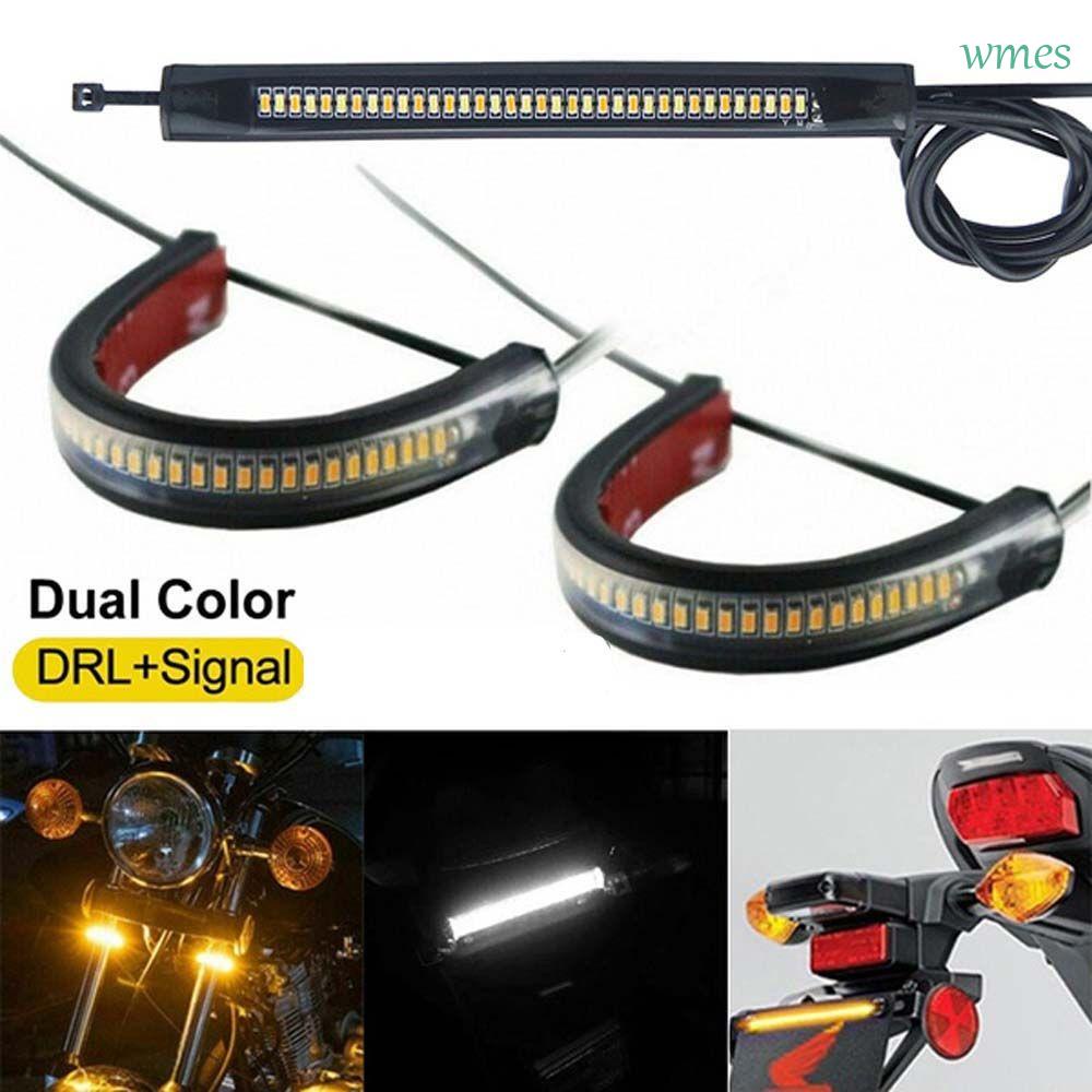 WMES1 DC 12V Motorcycle Turn Signal Light Dual Color Ring Fork Strip ...