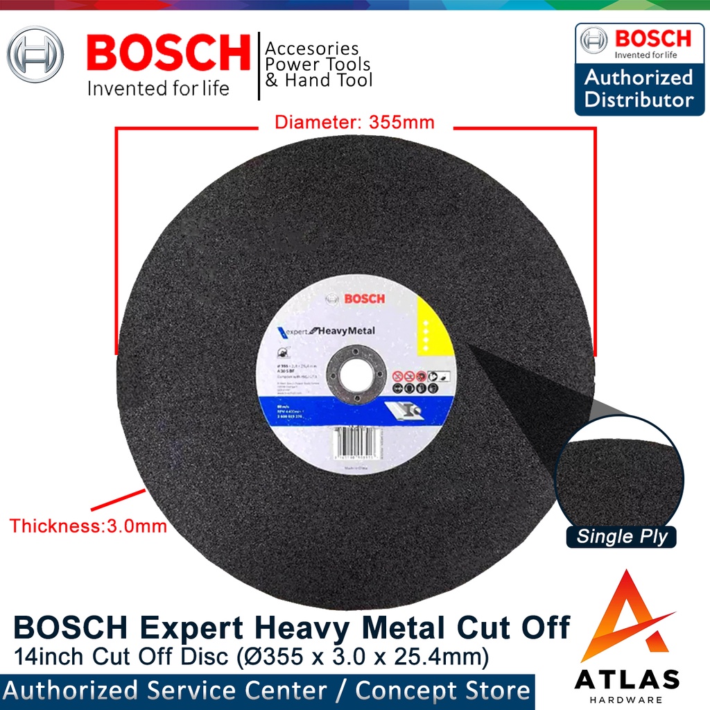 Bosch Cut Off Blade Disc Heavy Metal 14inch Single ply (Ø355 x 3.0 x 25 ...