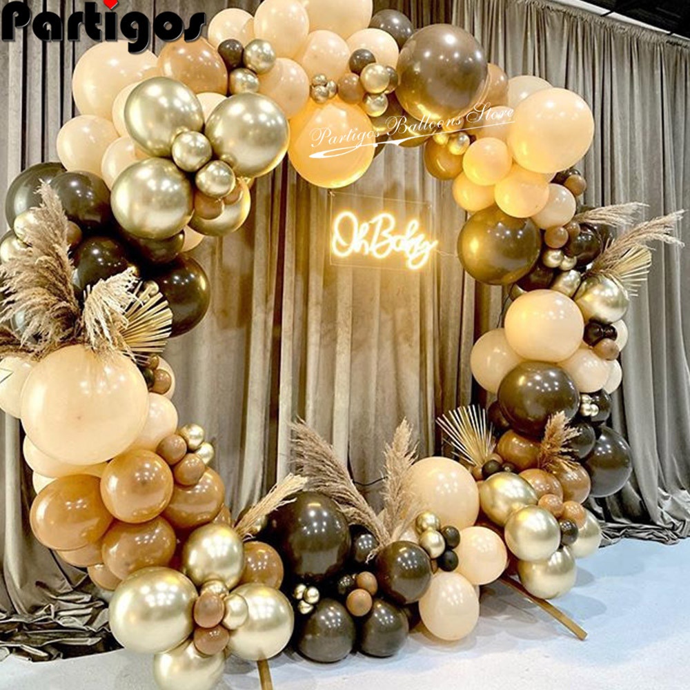 102pcs/lot Coffee Brown Balloons Arch Kit Skin Color Latex Garland ...