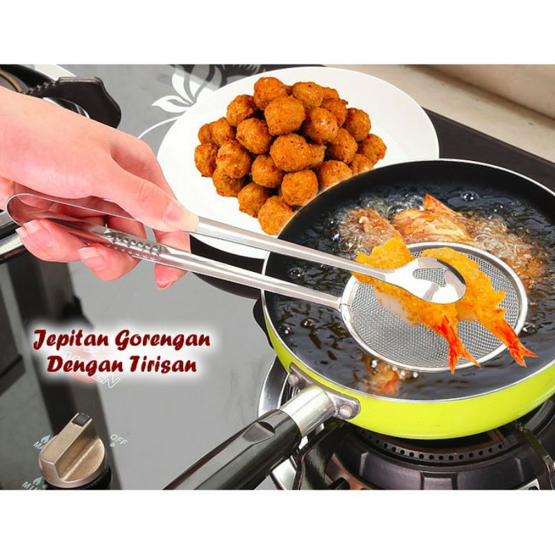 (OTU) Fried Tongs With Stainless Oil Drain Frying Tools | Shopee ...