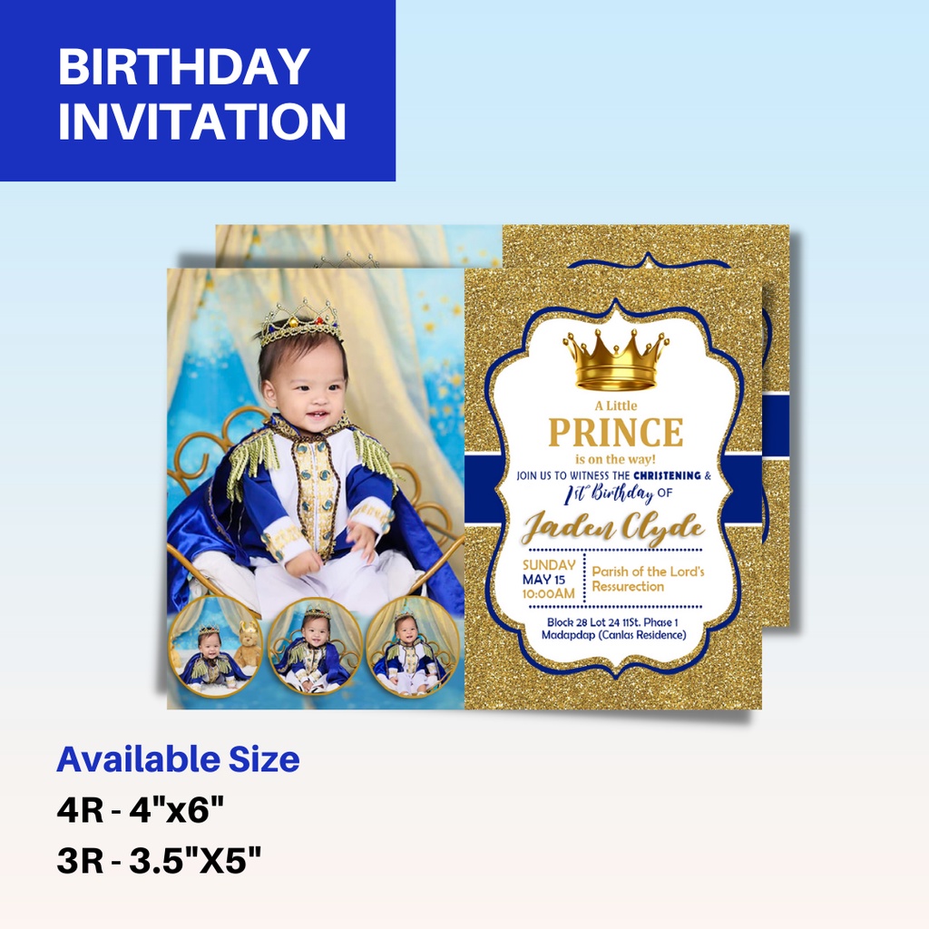 1ST BIRTHDAY INVITATION HIM (PREMIUM PAPER) | Shopee Philippines