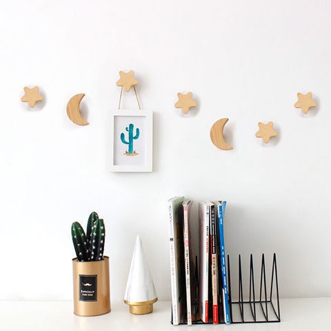 Nail-Free Simple Seamless Super Cute Coat Hook Wooden Cute Children ...