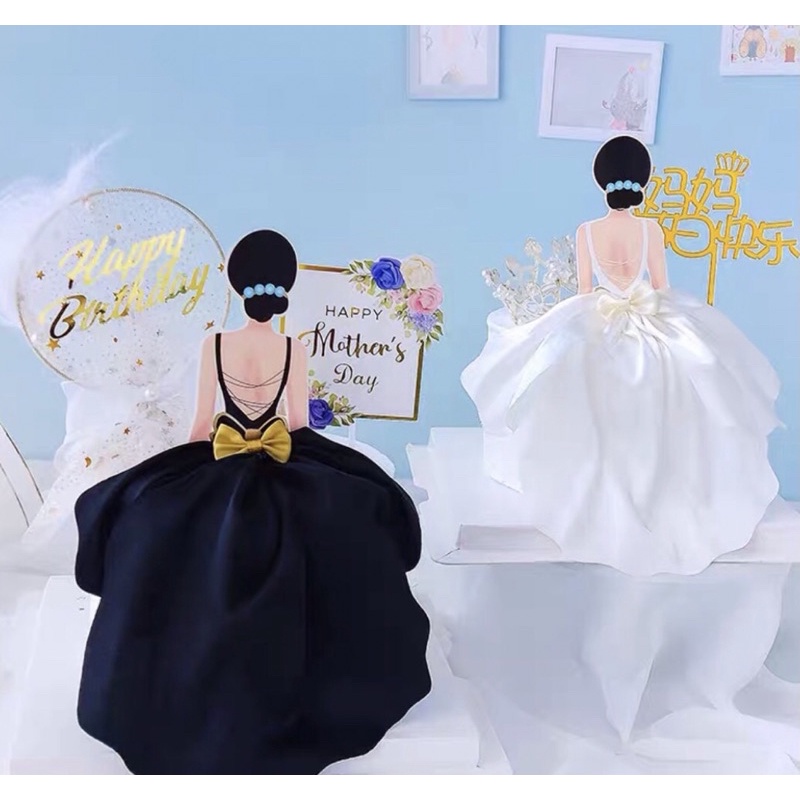 Back view girl Cardstock black or white cake topper | Shopee Philippines