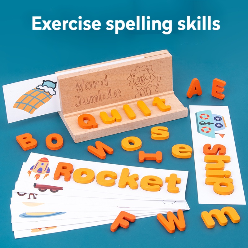 2021 new wooden spelling word game early childhood education puzzle ...