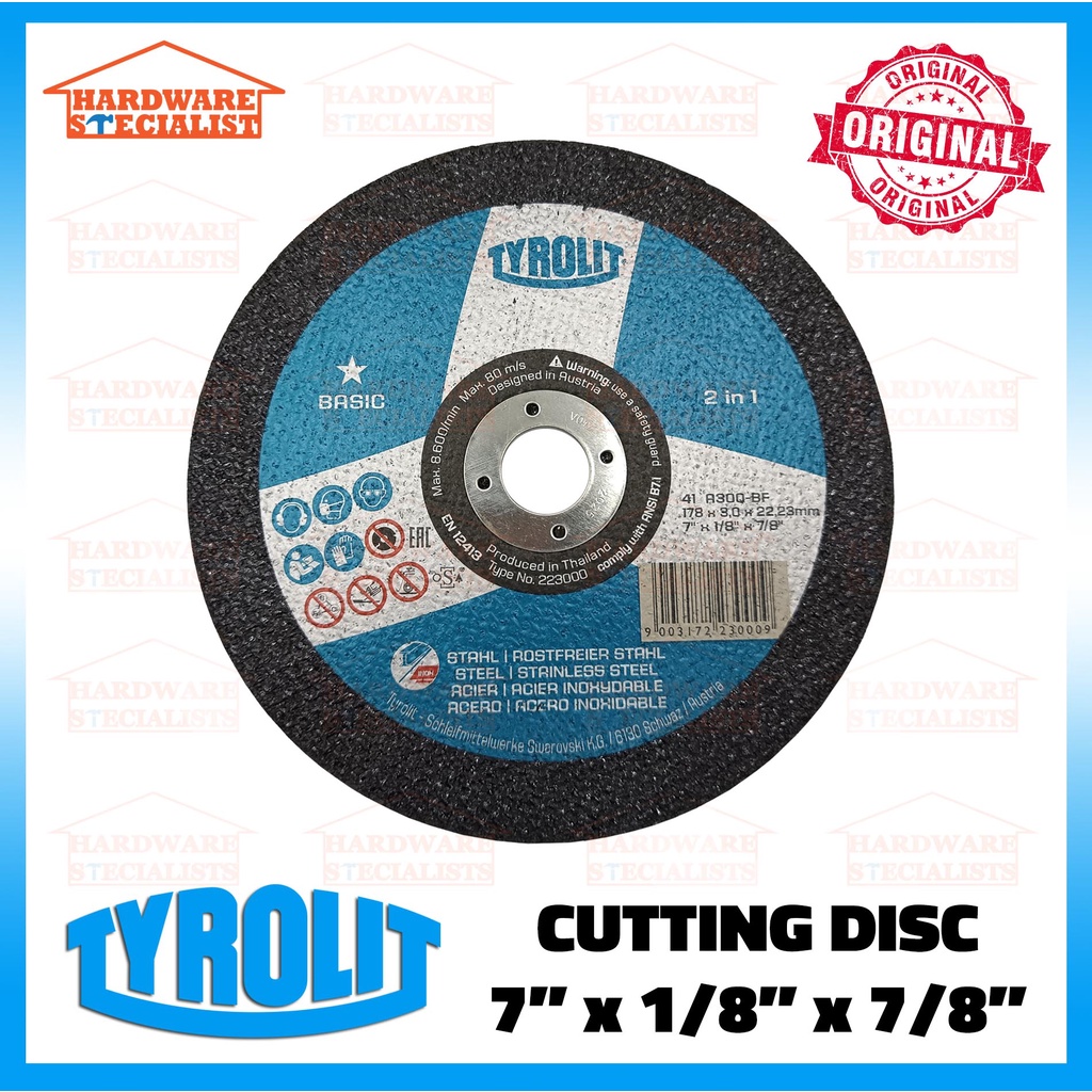 Tyrolit Basic Cutting Disc 7" X 1/8" X 7/8" ORGINAL AUTHENTIC | Shopee ...