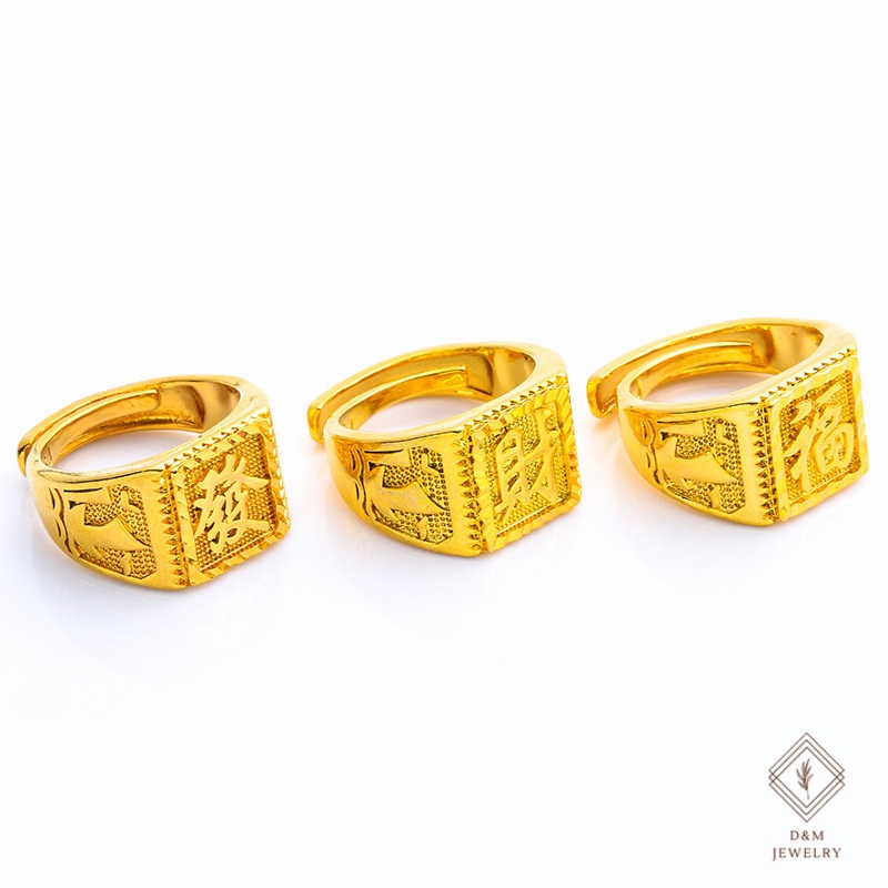 18K Gold Plated Rich Blessing Crystal Men's Punk Fashion Jewelry ...