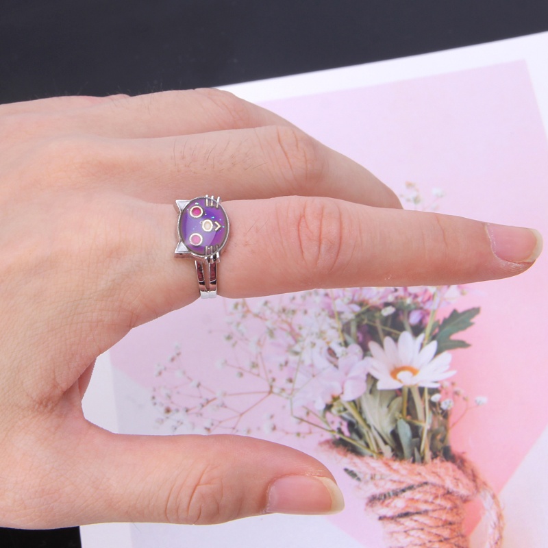 Yoi Fun Color Change Mood Ring Cartoon Kitten for Cat Finger Ring ...