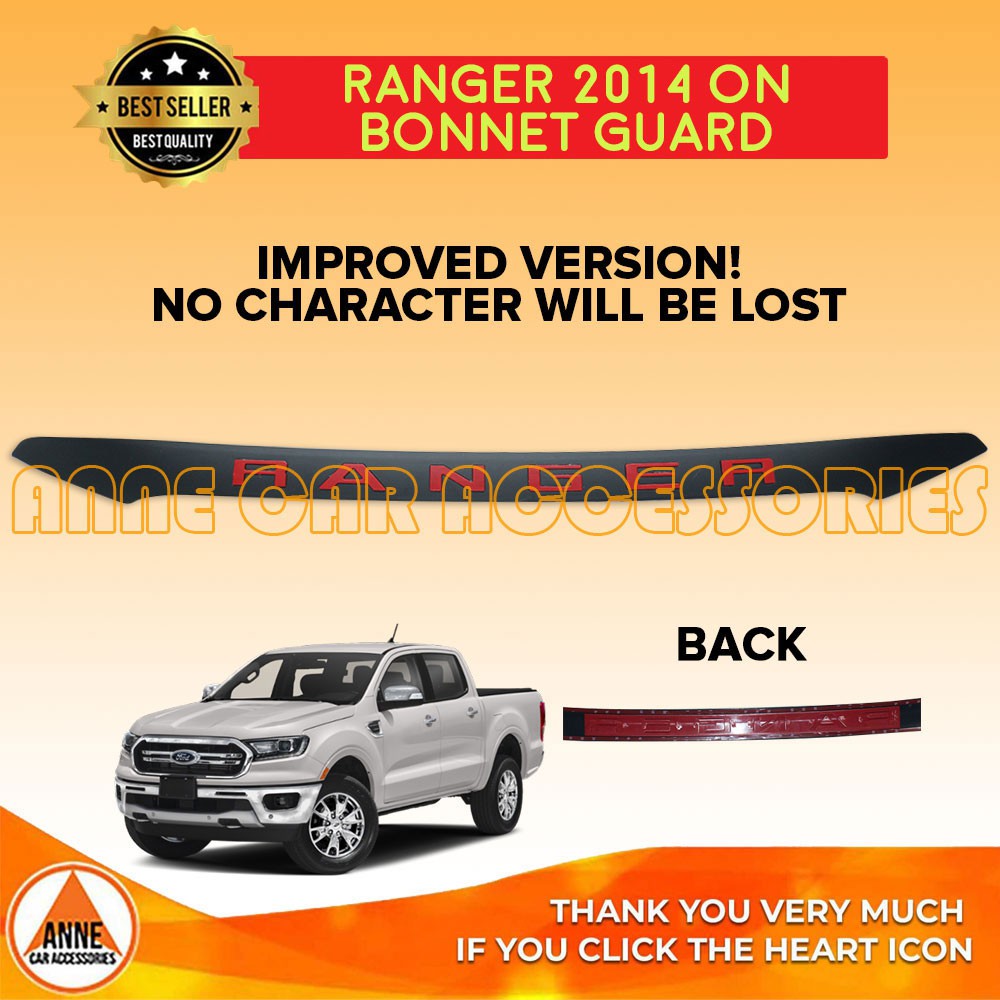 Hood Guard Bonnet for Ford Ranger T6 T7 T8 Wildtrak Raptor 2016 - 2022 ...