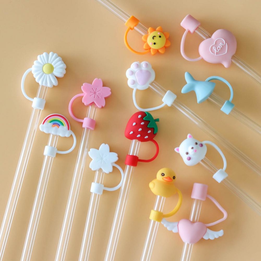 WELO New Splash Proof Cartoon Straws Plugs Silicone Dust-Proof Cap ...