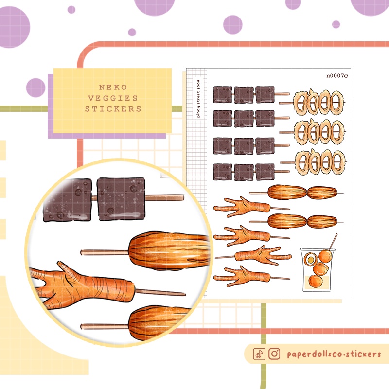 Pinoy Street Food Sticker Neko Veggies | N007A N007B N007C | Shopee ...