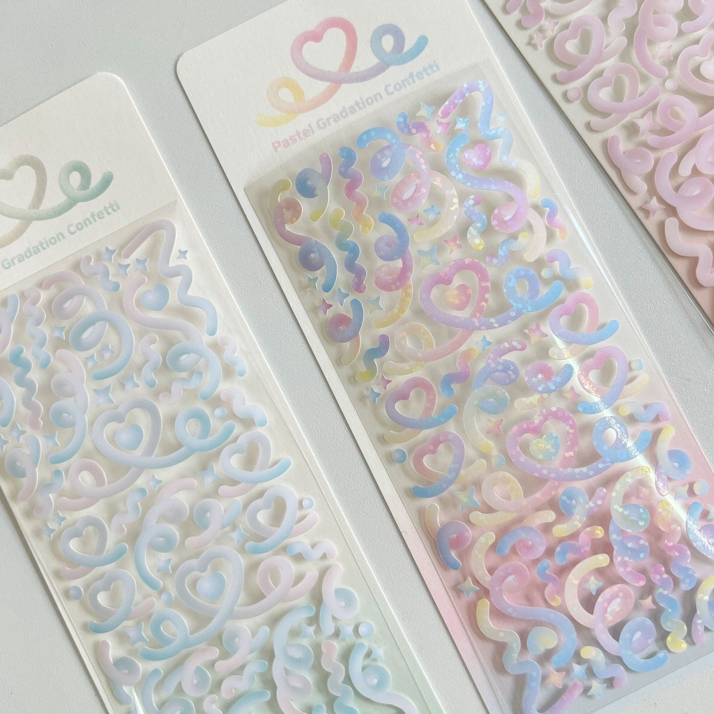 GaLiCiCi Sticker Korean Ins Ribbon Laser Sticker/gradient Love Ribbon ...