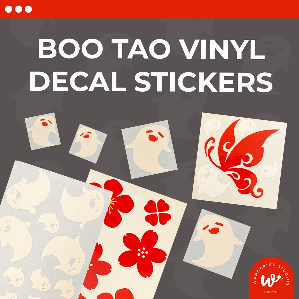 Hutao Boo-tao Ghost Decal Stickers Gift Set Genshin Impact White ...