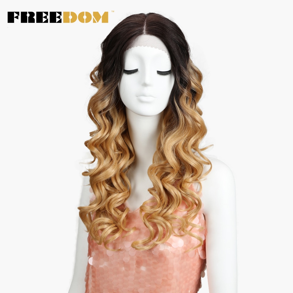 Freedom Synthetic Lace Wigs For Black Women Deep Loose Ombre Brown ...