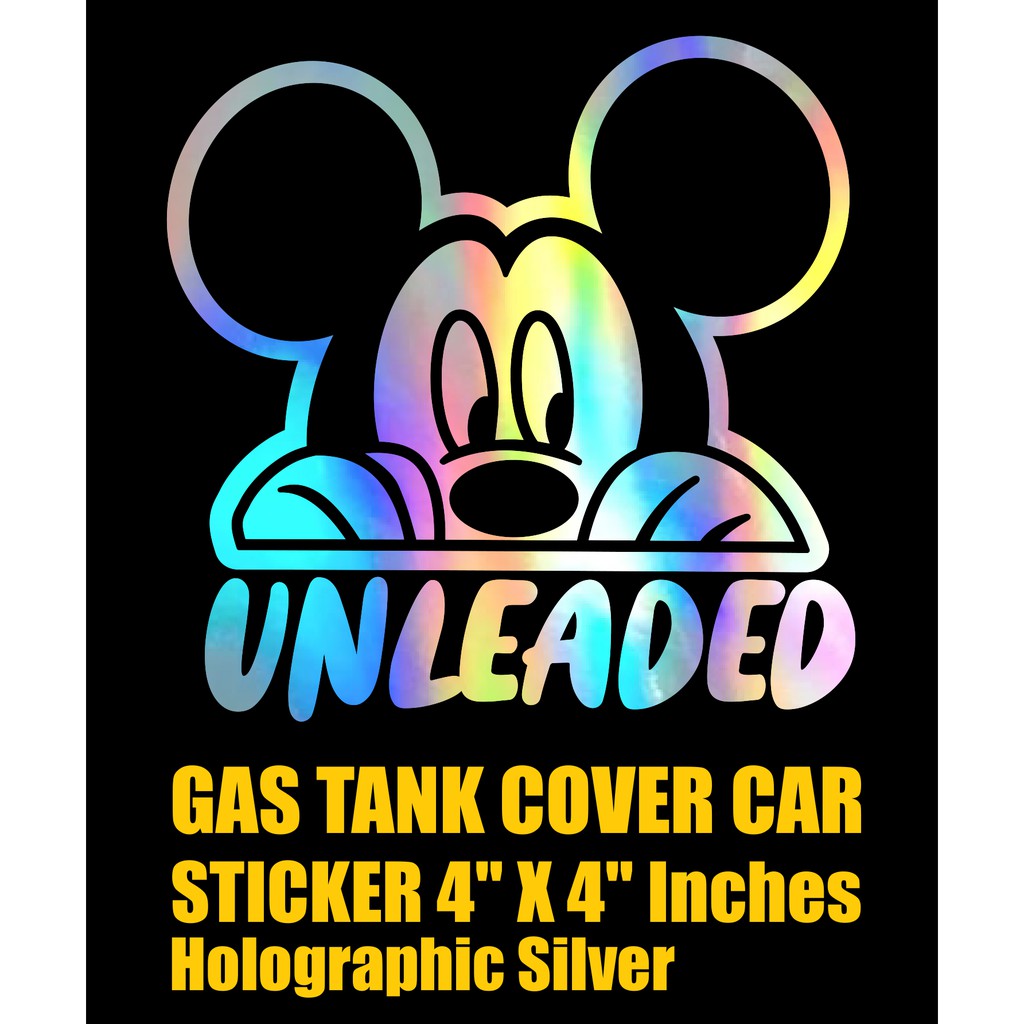 Gas Tank Cover Sticker Decal Unleaded (Mickey) Waterproof | Shopee ...