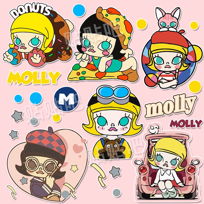 S & C Home Pop Mart MOLLY Cartoon Cute Phone Case Laptop Sticker iPad ...