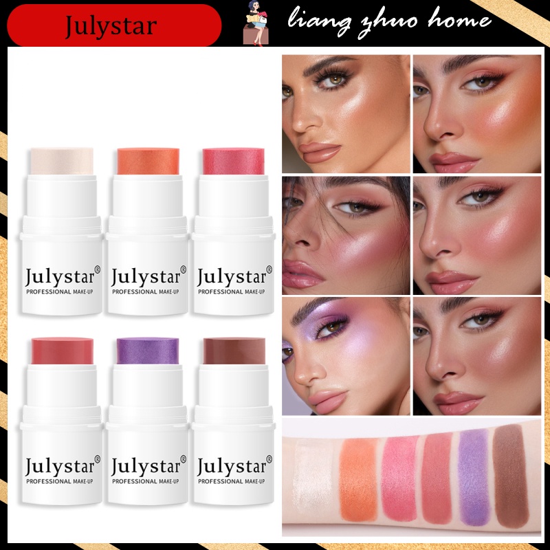 Julystar Face Blusher Cream Cheek Rouge High Gloss Pearl Matte Blush Stick Makeup Beauty ...