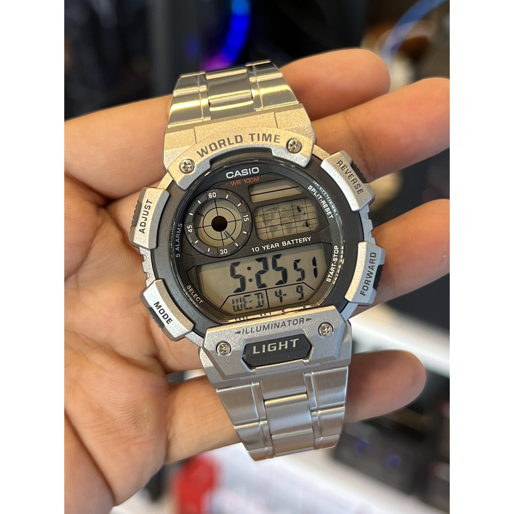 ORIGINAL CASIO Illuminator Digital Men's Watch AE-1400WHD-1A / Legit Casio World Time Digital ...