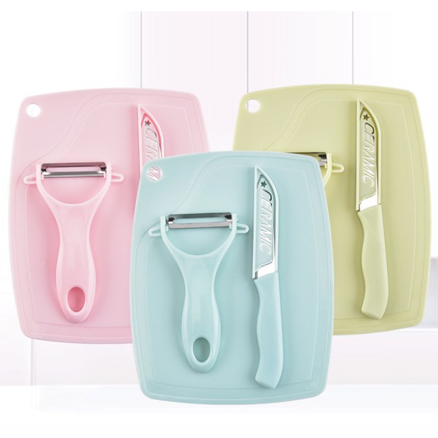 (3 in 1) KOREAN FRUIT KNIFE PEELER CUTTING BOARD / CHOPPING BOARD SET ...