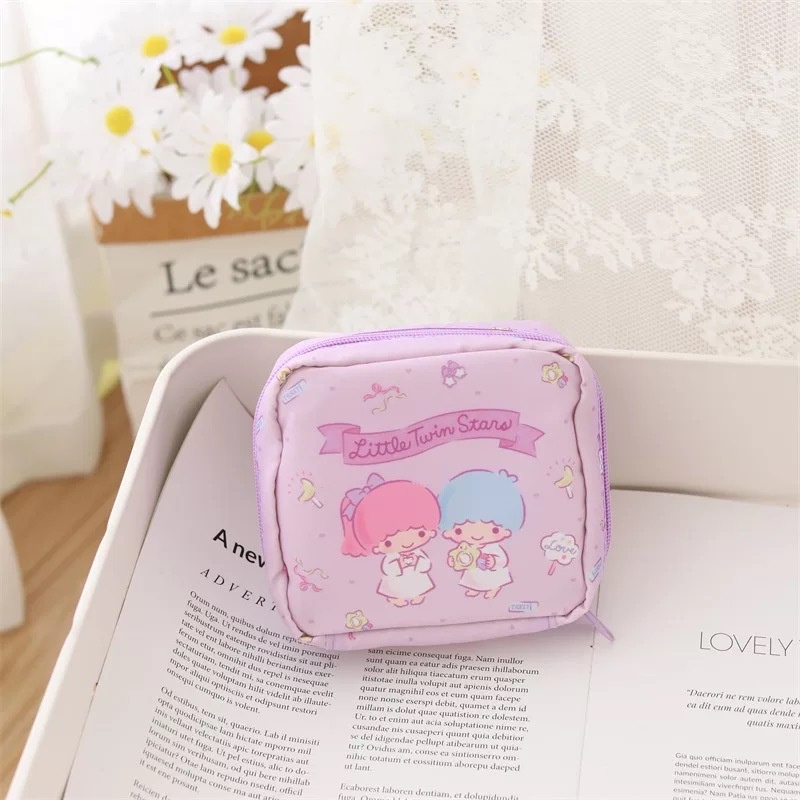 Walkie Sanrioed Kawaii Portable Sanitary Napkin Tampon Storage Bag