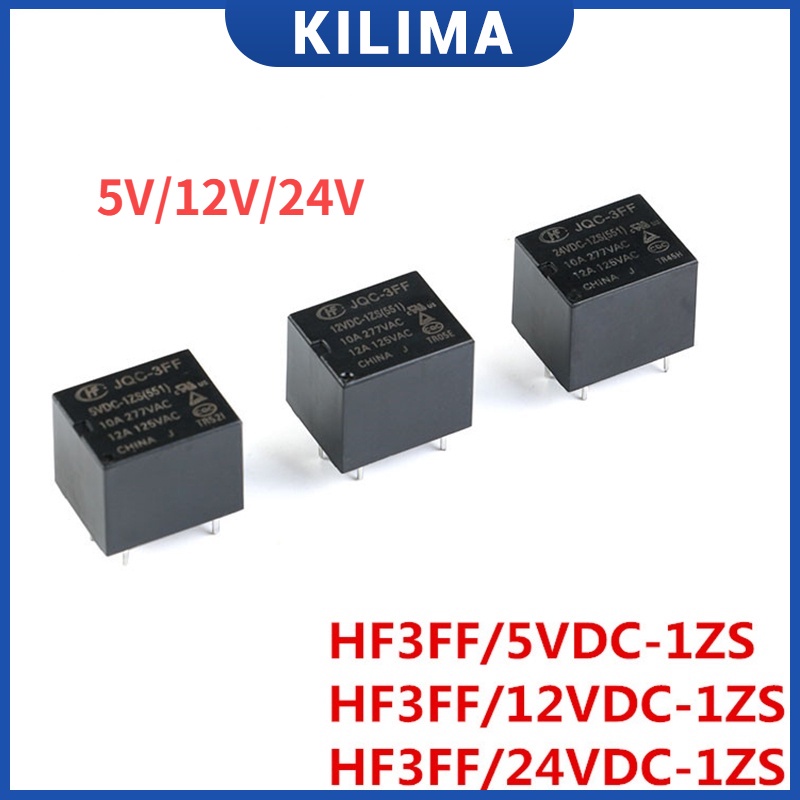 5Pcs 10A Relay 5Pin 5V 12V 24V HF3FF-JQC-3FF- 5VDC-1ZS 12VDC-1ZS 24VDC-1ZS(551) DIP5 | Shopee ...