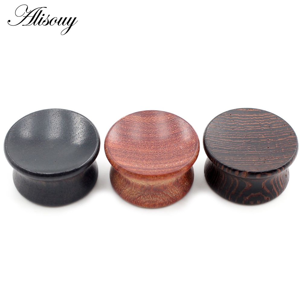Alisouy 2pcs 6mm-20mm Concave Natural Wood Men Women Ear Tunnels Plugs ...