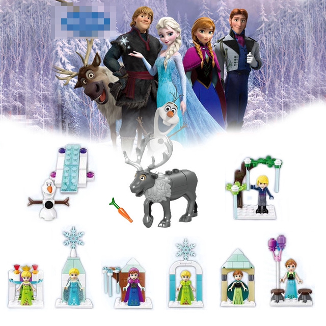 Cartoon Movie Frozen Brick Ice Princess Girl Friends Queen Anna Elsa ...