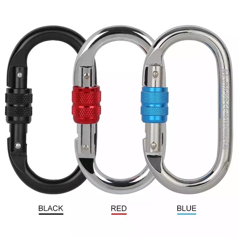 Oval Steel 25KN Carabiner for Outdoor Rock Climbing Camping Hiking ...