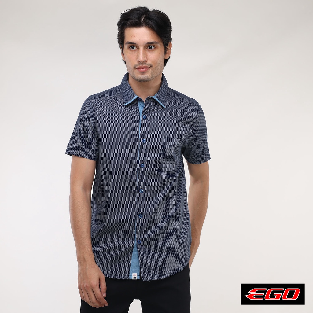 Ego Printed Woven Polo Short Sleeve EMT04-0705 (Black Iris) | Shopee ...