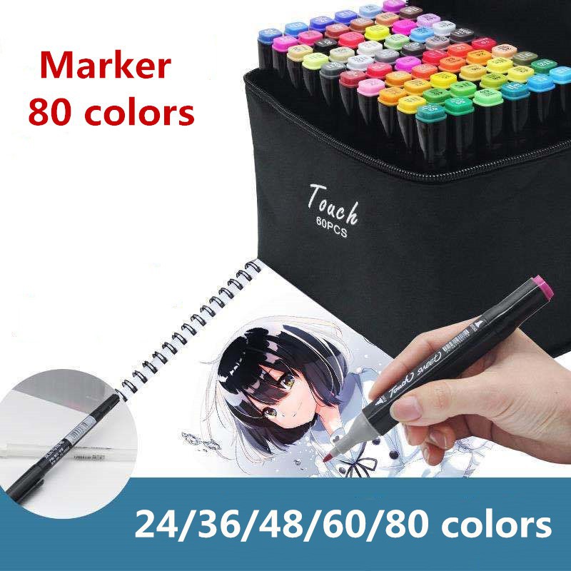 Touch Markers 24/30/40/60/80 Colors Marker Set Graphic Art Tip Drawing ...