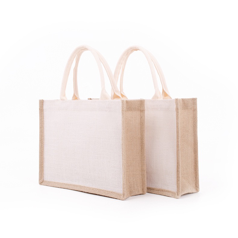 Jute Tote Bag Plain Abaca bag Burlap Bag Sling Shoulde Bag white side ...