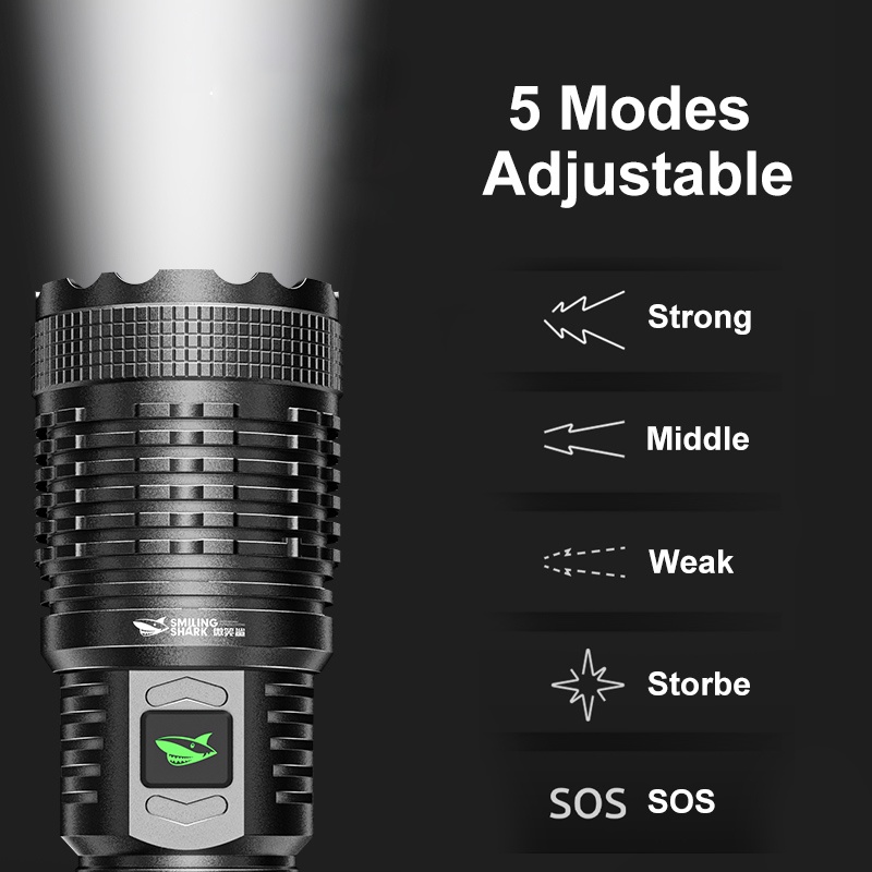 Smiling Shark SD-0128 LED Flashlight Super Bright 8000 Lumens Tactical ...