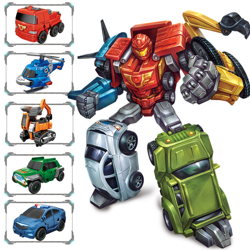 5 in 1 Transformers Robot Car Robot Manual Conversion Children Model ...