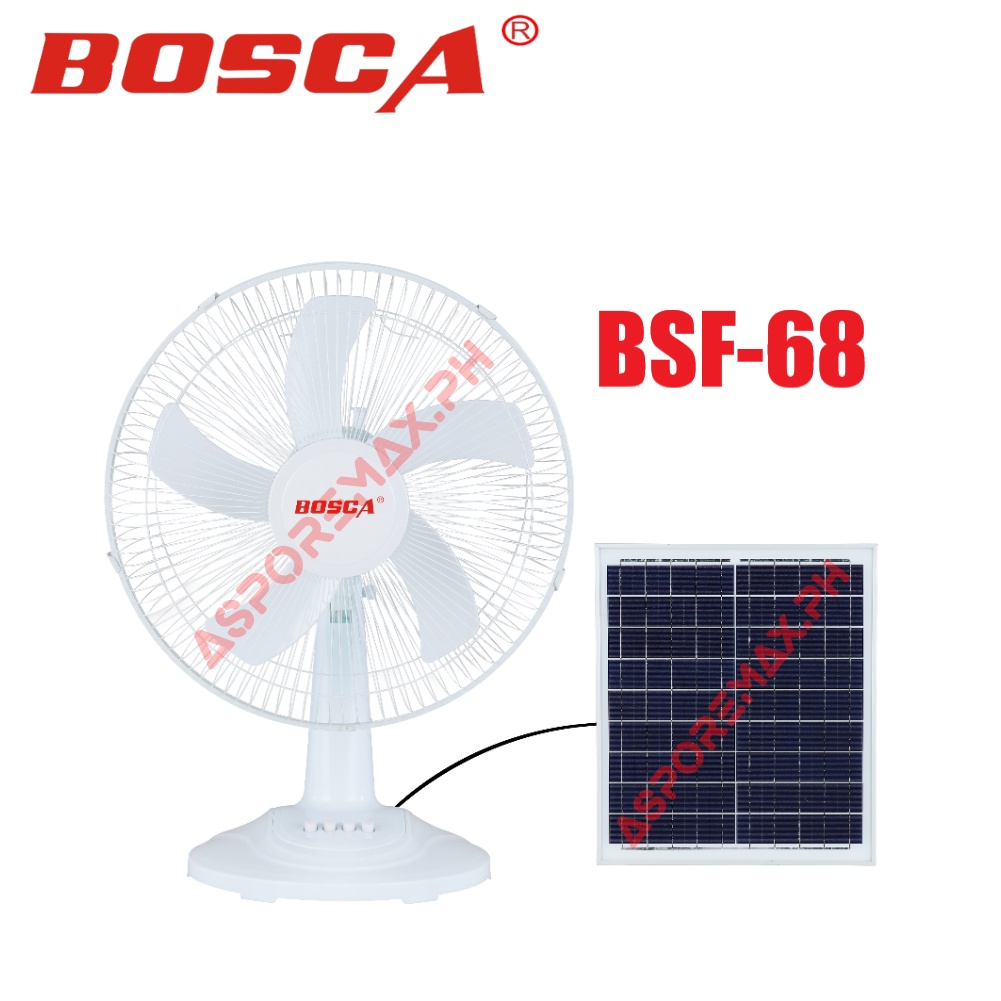BOSCA Solar Stand Fan 16 inches with 5 Blades+3 Speeds Solar Electric ...